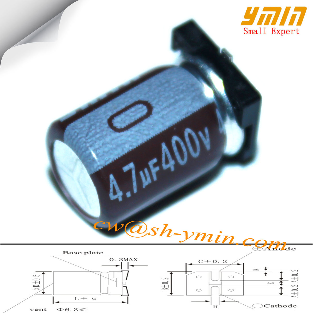 400V 4.7uF 8x12.5mm SMD Capacitors VKO Series 105°C 6,000 ~ 8,000 Hours SMD Aluminum Electrolytic Capacitor  RoHS