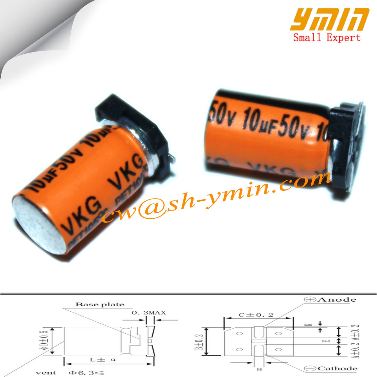 10uF 50V 5x10mm SMD Capacitors VKG Series 105°C 8,000 ~ 12,000 Hours SMD Aluminum Electrolytic Capacitor  RoHS