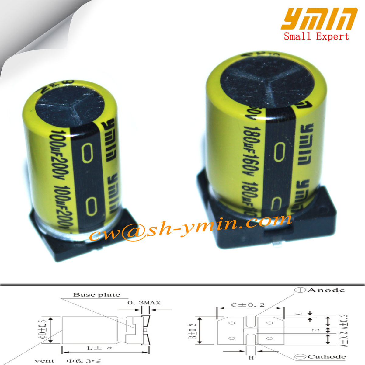 180uF 160V 16x21mm SMD Capacitors VKM Series 105°C 7,000 ~ 10,000 Hours SMD Aluminum Electrolytic Capacitor  RoHS
