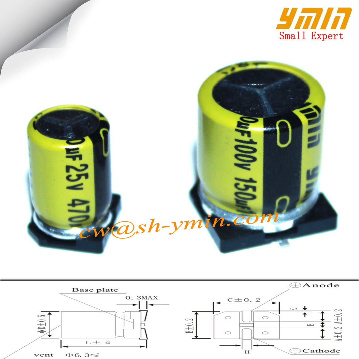 470uF 25V 8x12.5mm SMD Capacitors VKM Series 105°C 7,000 ~ 10,000 Hours SMD Aluminum Electrolytic Capacitor  RoHS