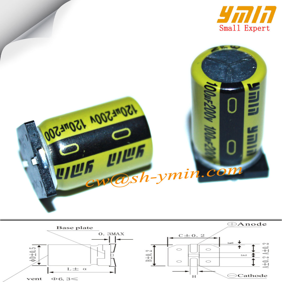 120uF 200V 16x21mm SMD Capacitors VKM Series 105°C 7,000 ~ 10,000 Hours SMD Aluminum Electrolytic Capacitor  RoHS
