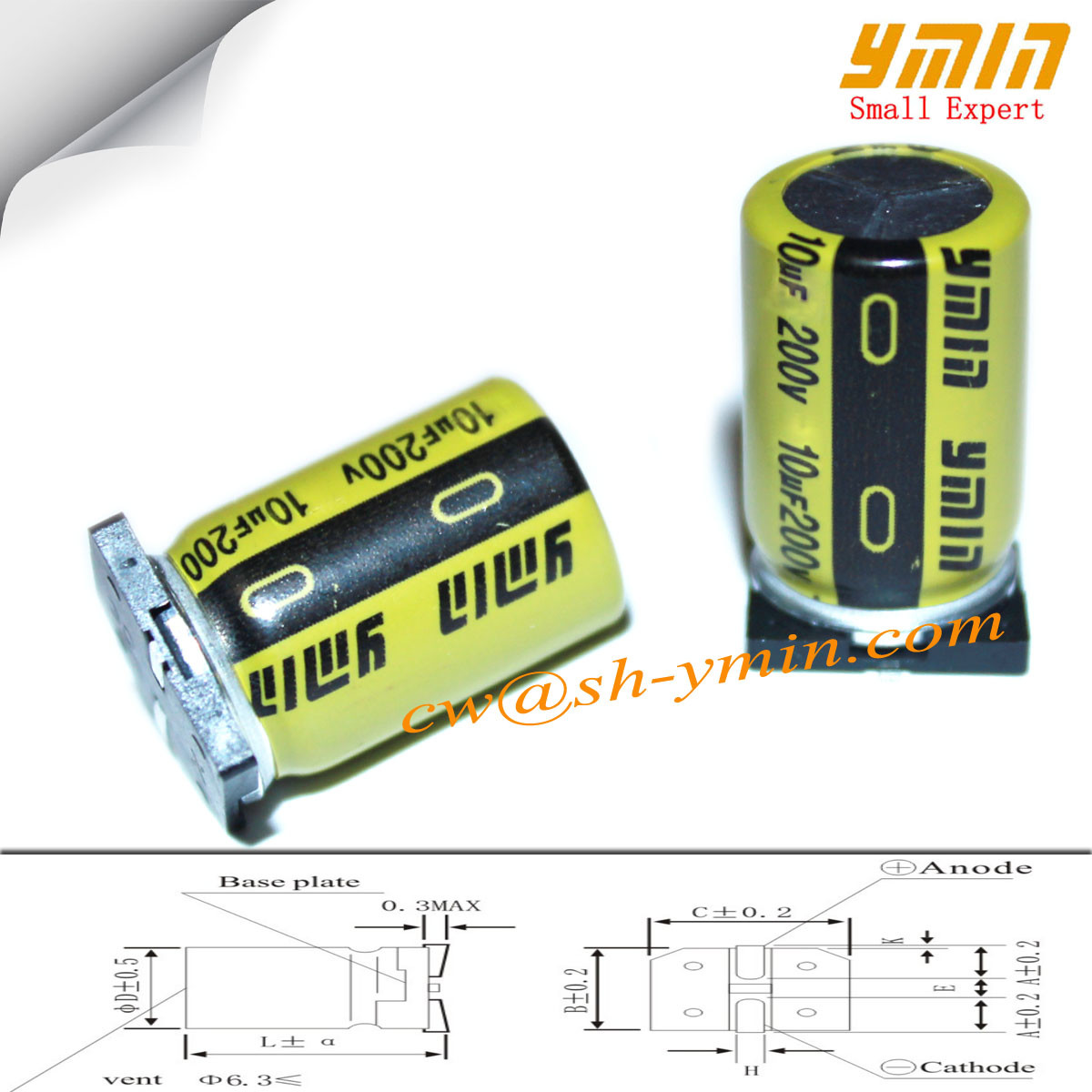 10uF 200V 8x10mm SMD Capacitors VKM Series 105°C 7,000 ~ 10,000 Hours SMD Aluminum Electrolytic Capacitor  RoHS