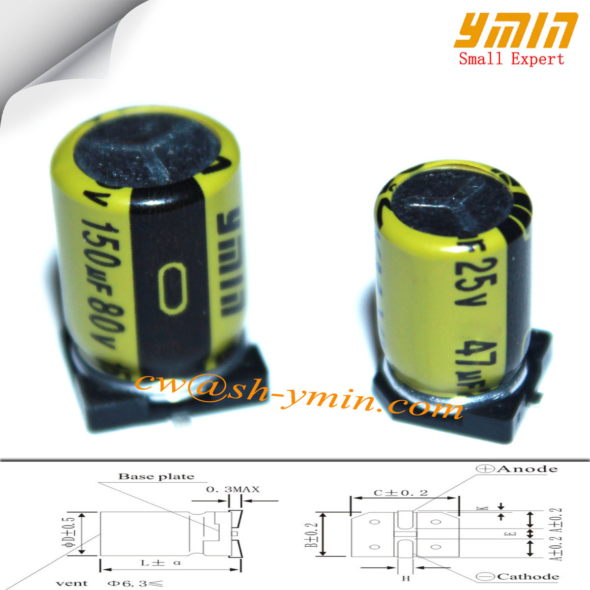 47uF 25V 5x10mm SMD Capacitors VKM Series 105°C 7,000 ~ 10,000 Hours SMD Aluminum Electrolytic Capacitor  RoHS