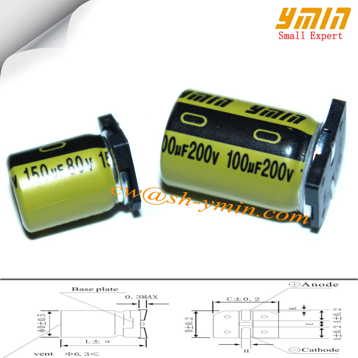 150uF 80V 10x14.5mm SMD Capacitors VKM Series 105°C 7,000 ~ 10,000 Hours SMD Aluminum Electrolytic Capacitor  RoHS