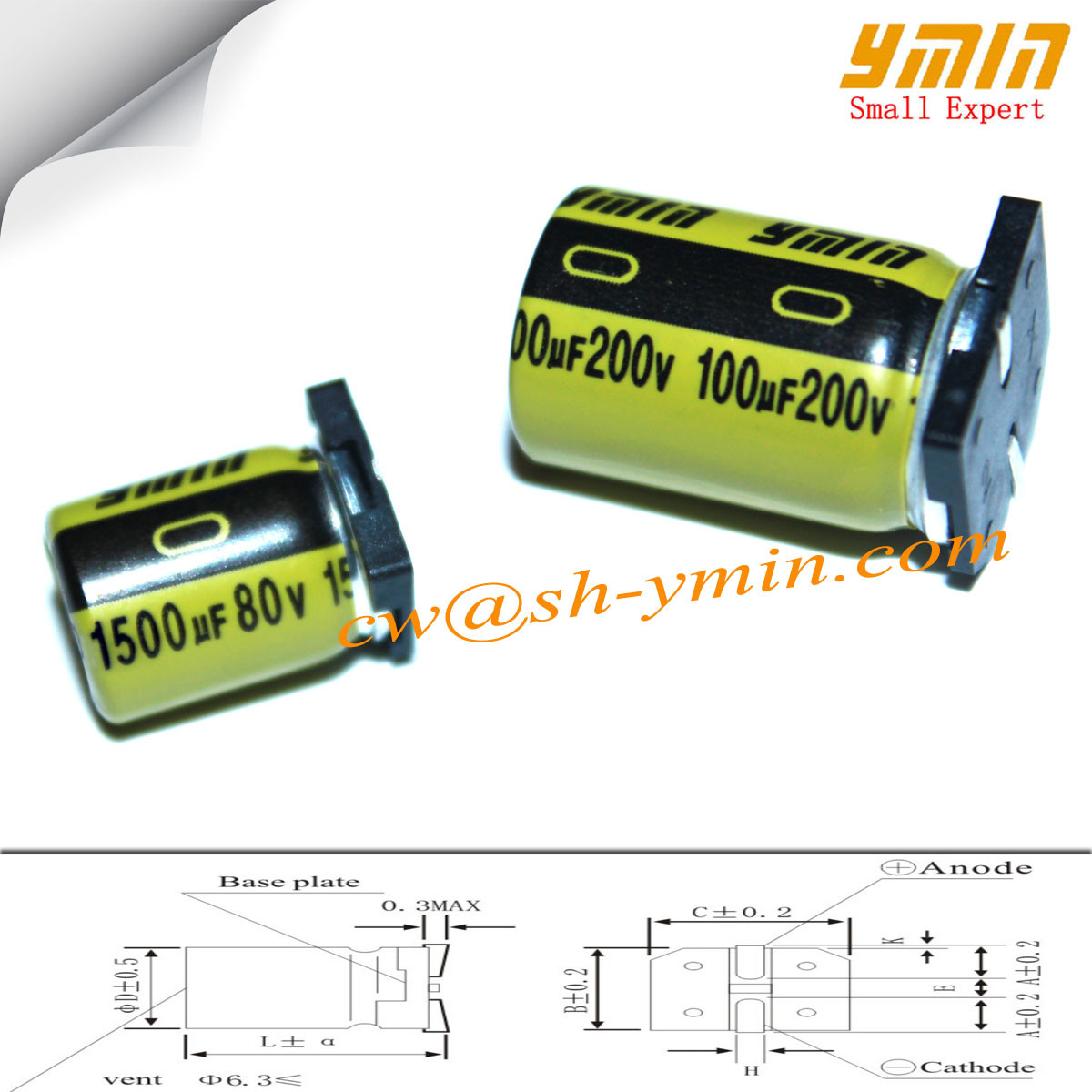 1500uF 80V 20x21.5mm SMD Capacitors VKM Series 105°C 7,000 ~ 10,000 Hours SMD Aluminum Electrolytic Capacitor  RoHS