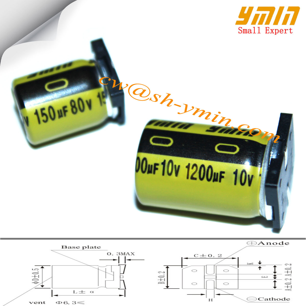 1200uF 10V 8x14.5mm SMD Capacitors VKM Series 105°C 7,000 ~ 10,000 Hours SMD Aluminum Electrolytic Capacitor  RoHS
