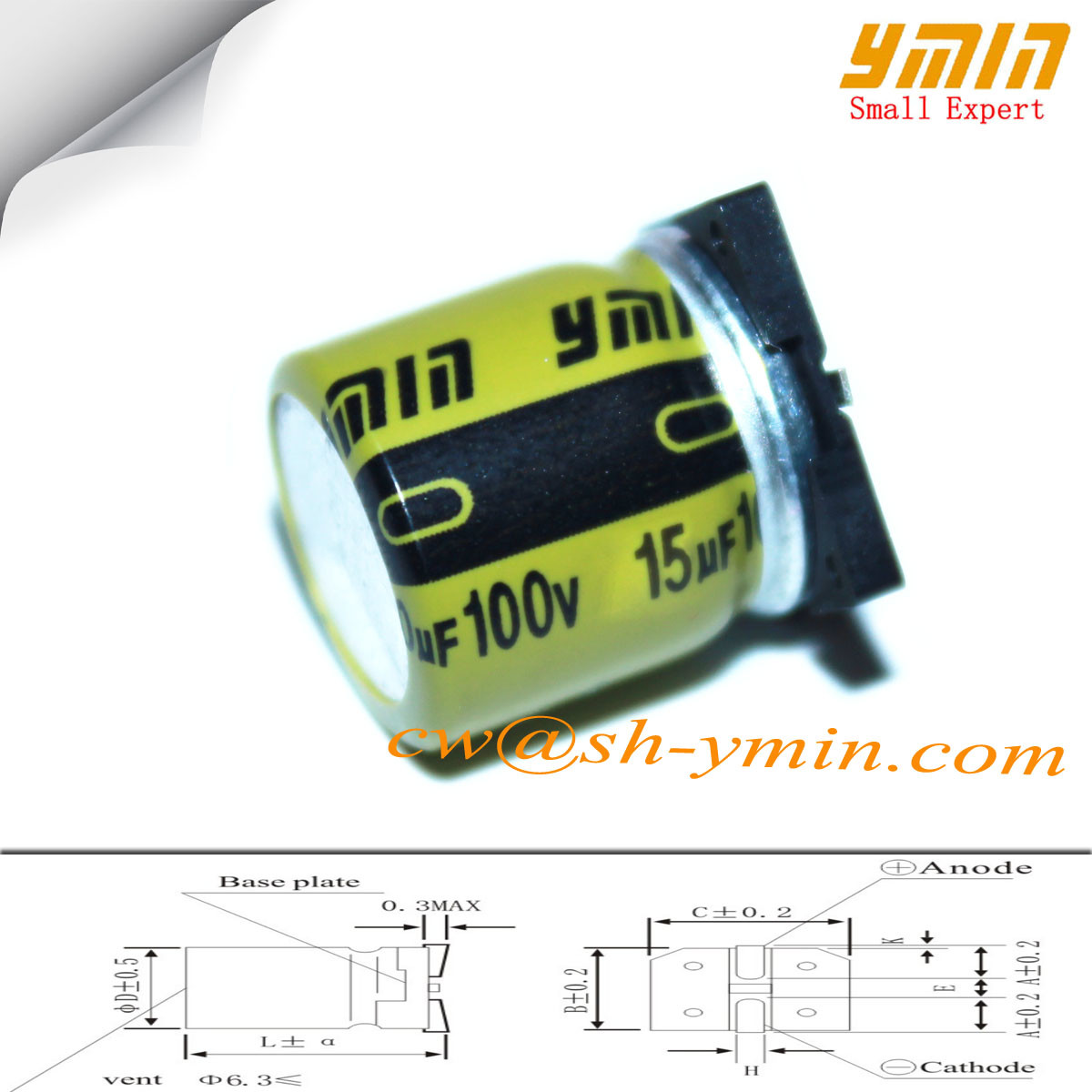 15uF 100V 5x12mm SMD Capacitors VKM Series 105°C 7,000 ~ 10,000 Hours SMD Aluminum Electrolytic Capacitor  RoHS