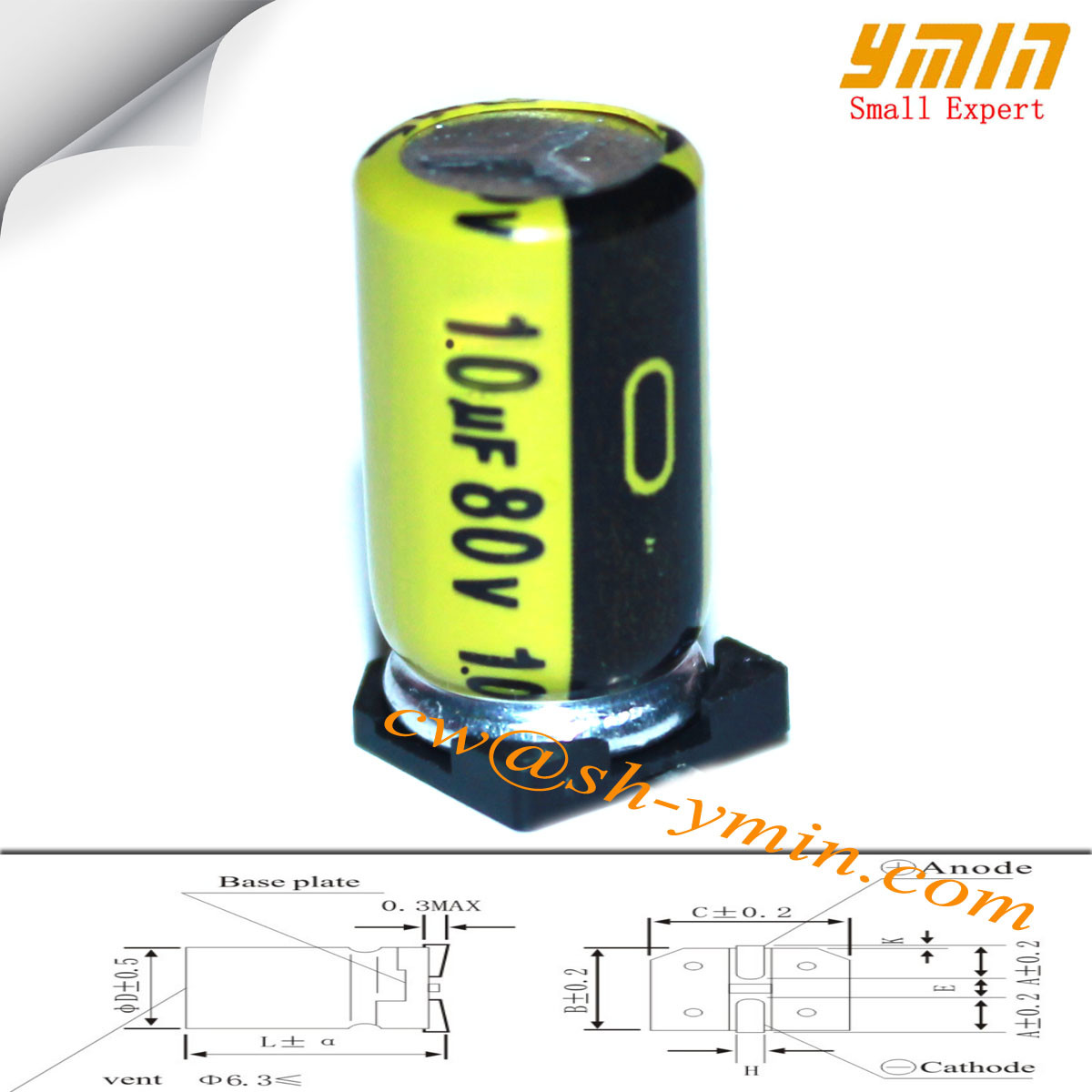 1.0uF 80V 5x10mm SMD Capacitors VKM Series 105°C 7,000 ~ 10,000 Hours SMD Aluminum Electrolytic Capacitor  RoHS