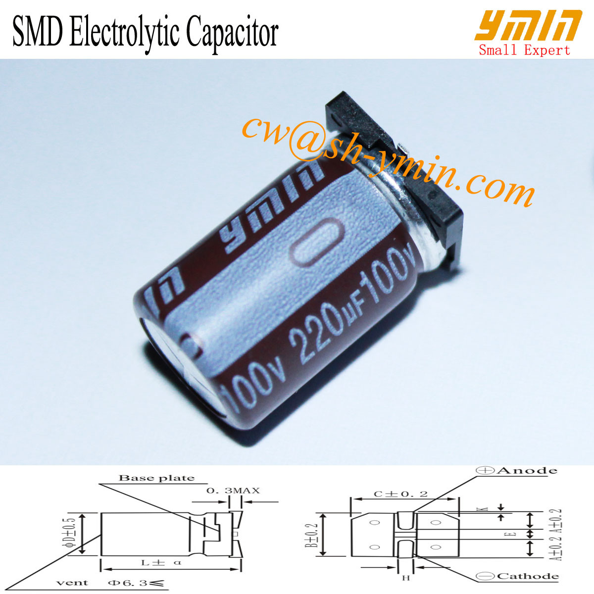 105°C 6000 - 8000 Hours 220uF 100V SMD Capacitor SMD Aluminum Electrolytic Capacitor for Solar LED Stage Lighting RoHS