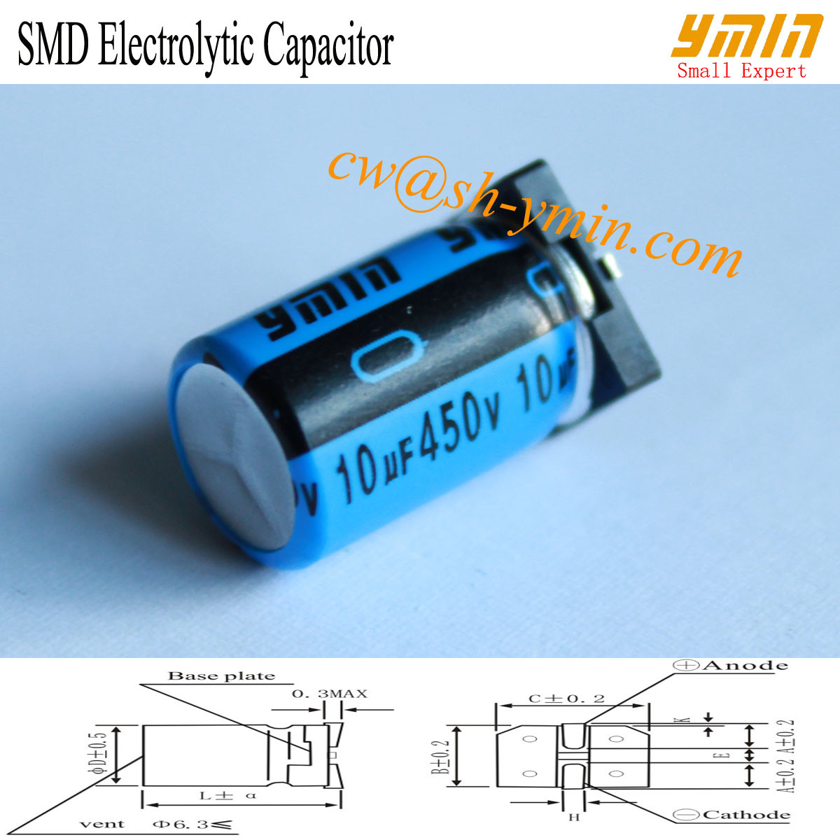 10uF 450V 10x16.5mm SMD Capacitors VKL Series 125°C 2,000 ~ 5,000 Hours SMD Aluminum Electrolytic Capacitor  RoHS