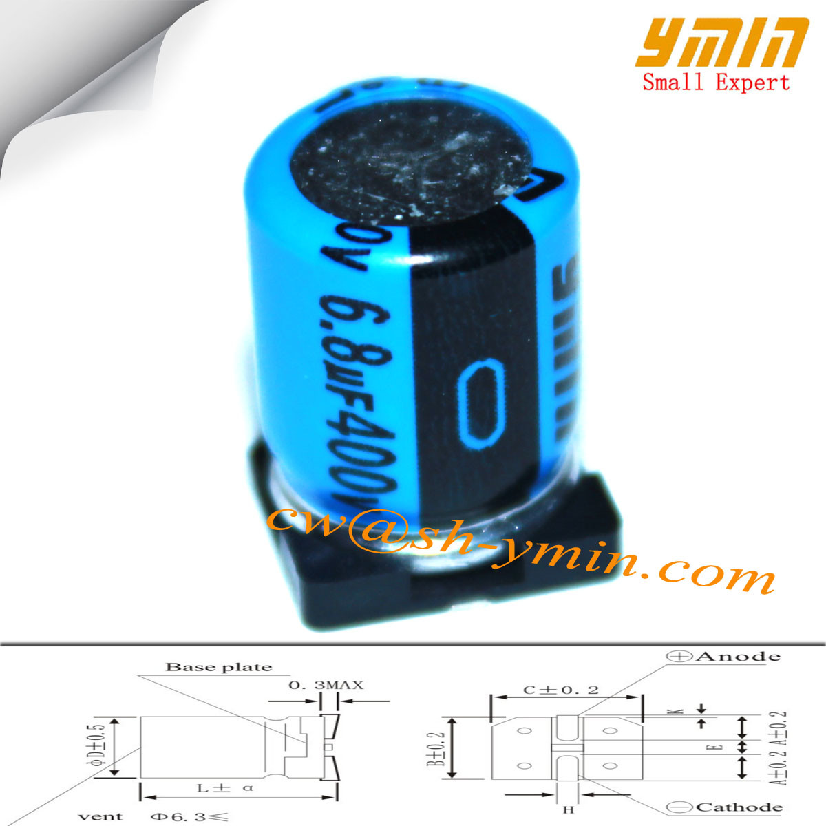 6.8uF 400V 10x13mm SMD Capacitors VKL Series 125°C 2,000 ~ 5,000 Hours SMD Aluminum Electrolytic Capacitor  RoHS