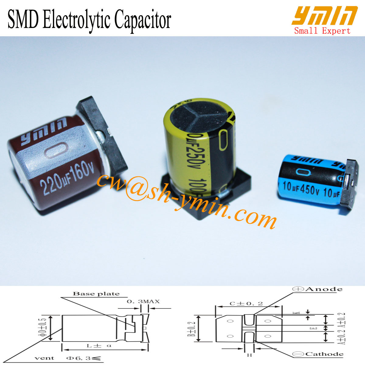 160V 220uF 20x21.5mm SMD Capacitors VKO Series 105°C 8,000 Hours SMD Aluminum Electrolytic Capacitor  RoHS