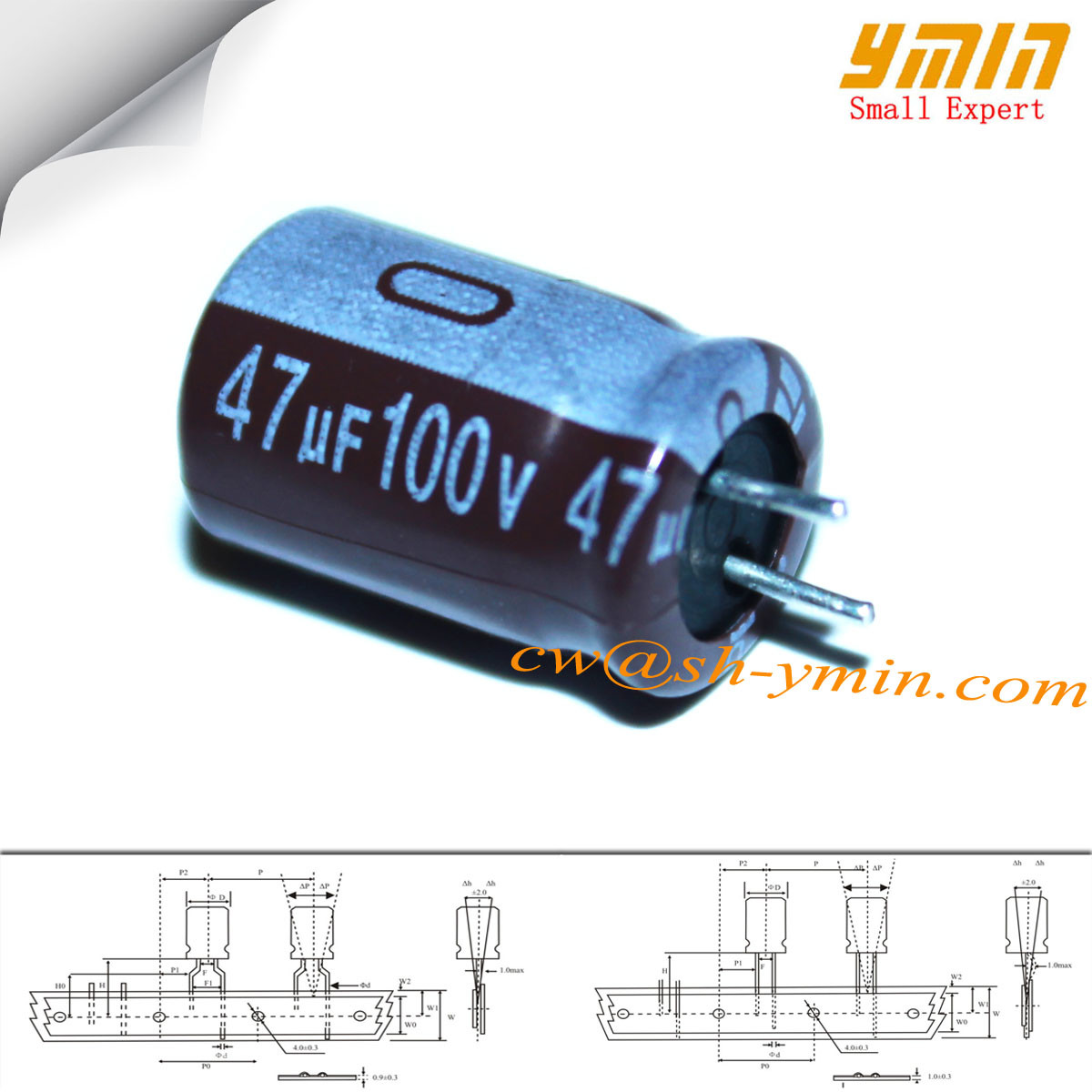 47uF 100V 8x16mm Capacitor LK Series 105°C  6,000 ~ 8,000 Hours Radial Lead Aluminum Electrolytic Capacitor RoHS
