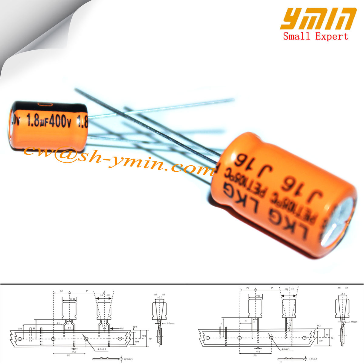 1.8uF 400 6.3x9mm Capacitor LKG Series 105°C 8,000 ~ 12,000 Hours Radial Aluminum Electrolytic Capacitor RoHS Compliant