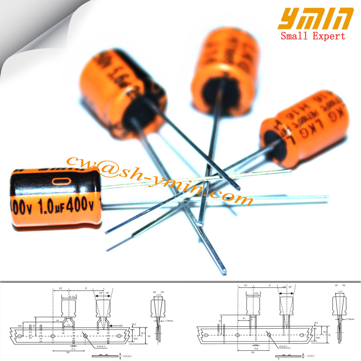 1.0uF 400V 6.3x9mm Capacitor LKG Series 105°C 8,000 ~ 12,000 Hours Radial Aluminum Electrolytic Capacitor RoHS Compliant