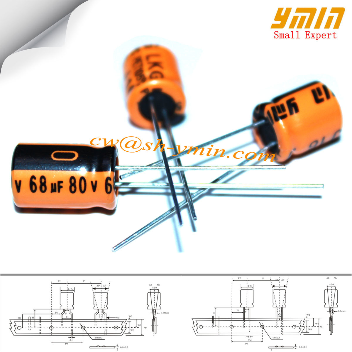 68uF 80V 10x12.5mm Capacitor LKG Series 105°C 8,000 ~ 12,000 Hours Radial Aluminum Electrolytic Capacitor RoHS Compliant