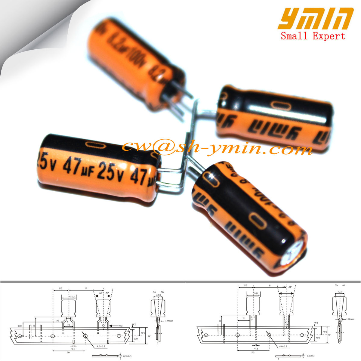47uF 25V 5x9mm Capacitor LKG Series 105°C 8,000 ~ 12,000 Hours Radial Aluminum Electrolytic Capacitor RoHS Compliant