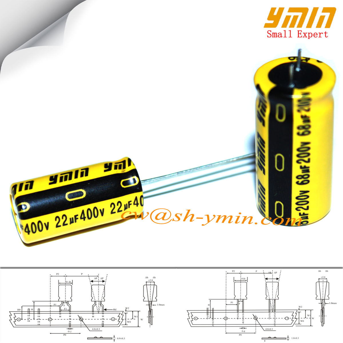 22uF 400V 12.5x20mm GP Series 105°C 4,000 ~ 6,000 Hours Radial Aluminum Electrolytic Capacitor for Multi USB Plug Socket