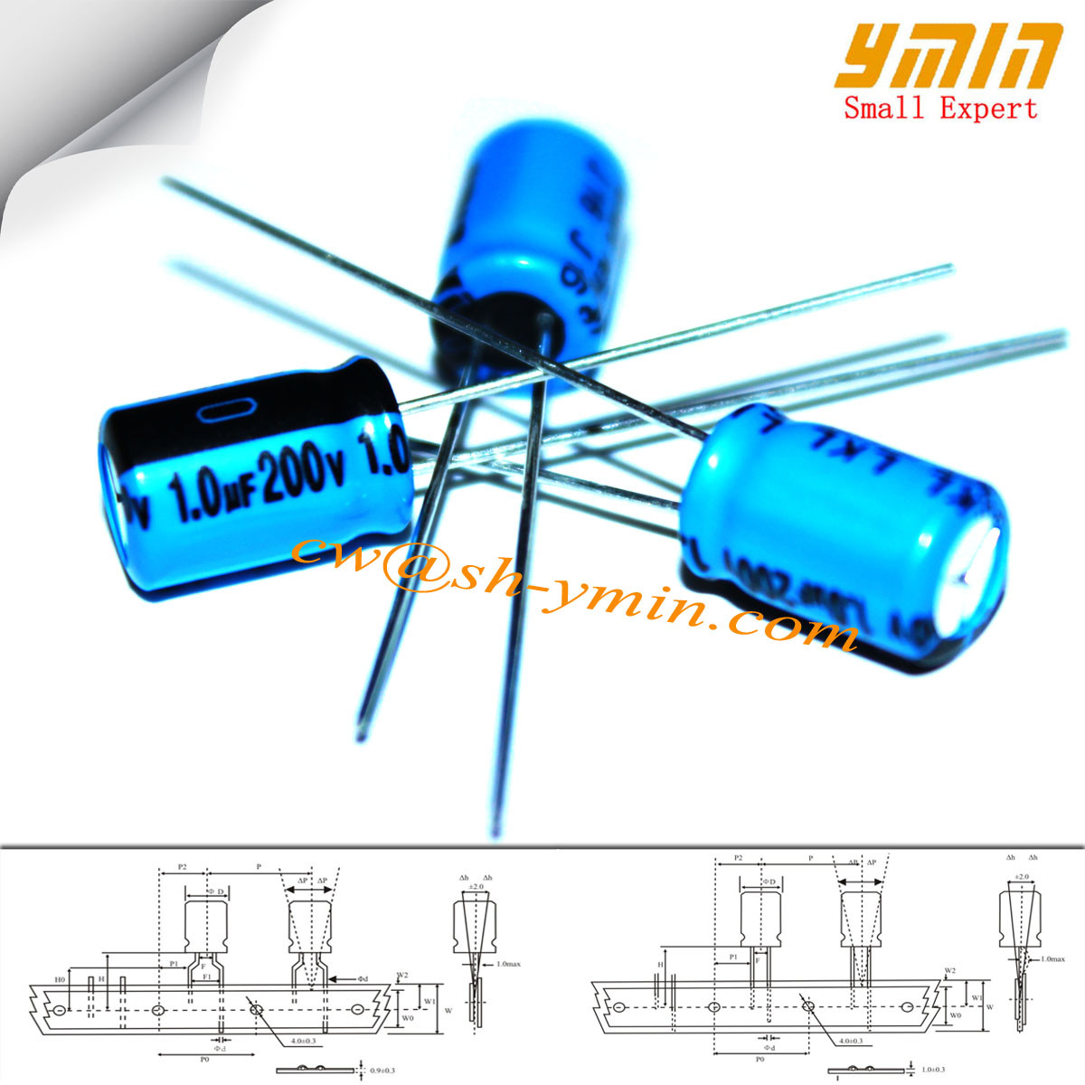 200V 1.0uF 6.3x9mm Capacitor LKL Series 130°C 2,000 ~ 5,000 Hours Radial Aluminum Electrolytic Capacitor RoHS