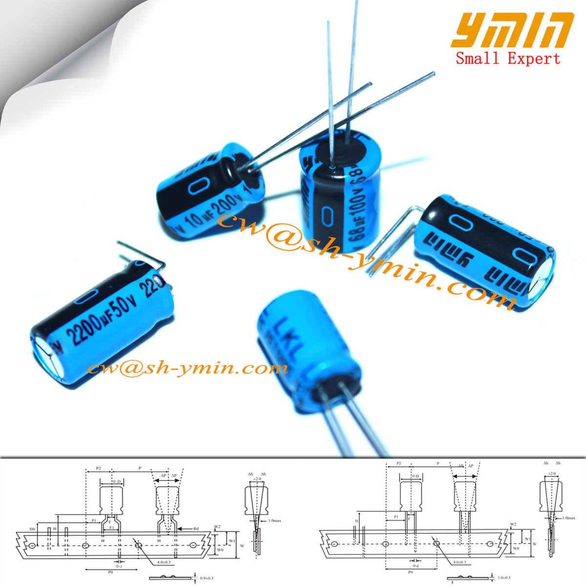 50V 2200uF 18x35.5mm Capacitor LKL Series 130°C 2,000 ~ 5,000 Hours Radial Aluminum Electrolytic Capacitor RoHS