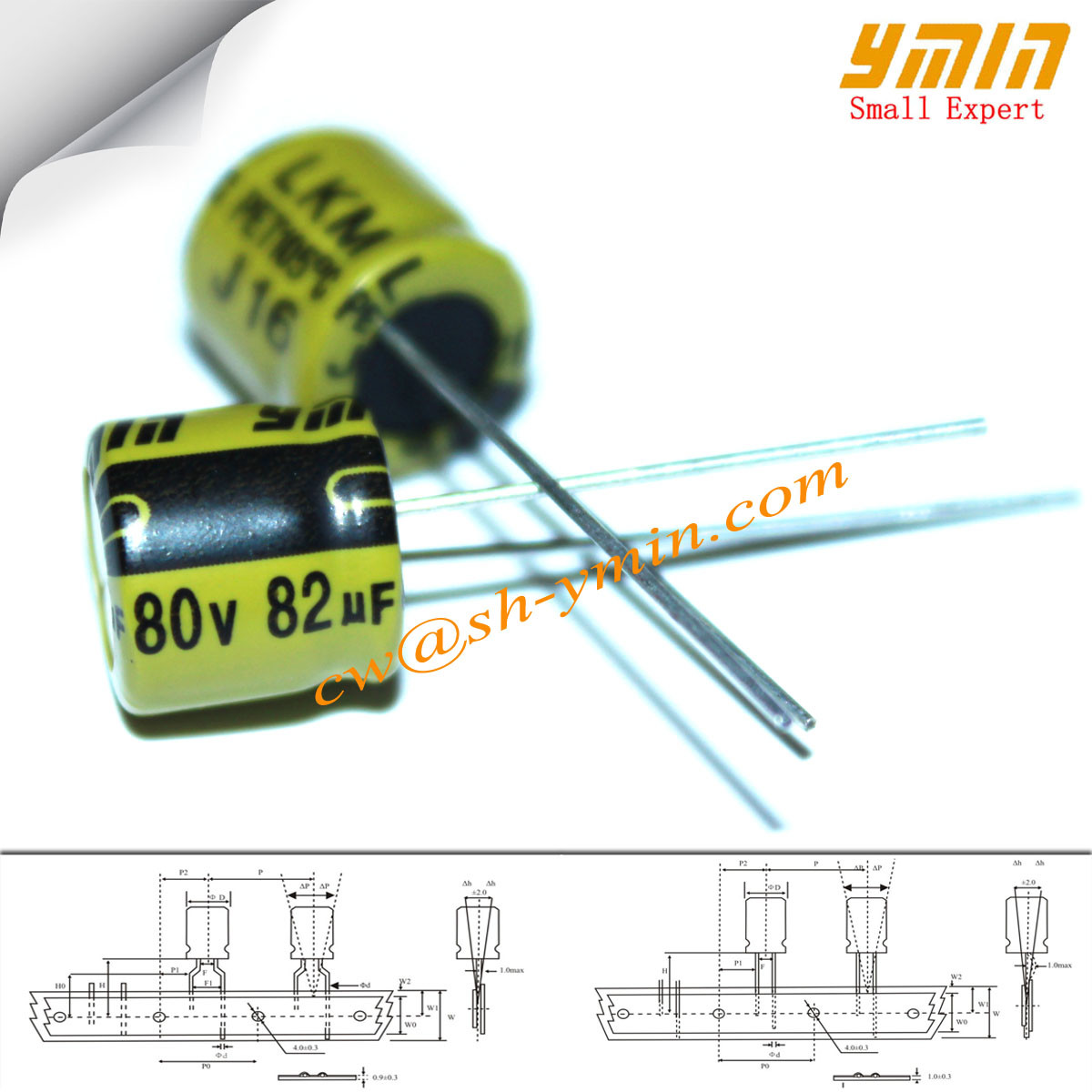 82uF 80V 10x9mm Capacitor LKM Series 105°C 7,000 ~ 10,000 Hours Radial Aluminum Electrolytic Capacitor RoHS Compliant