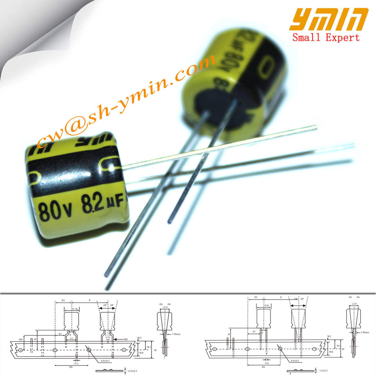 8.2uF 80V 5x9mm Capacitor LKM Series 105°C 7,000 ~ 10,000 Hours Radial Aluminum Electrolytic Capacitor RoHS Compliant