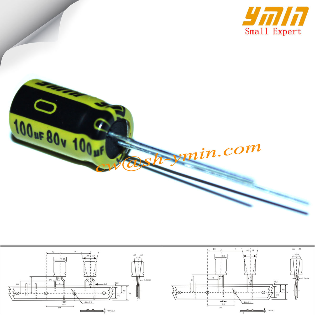 100uF 80V 8x14mm Capacitor LKM Series 105°C 7,000 ~ 10,000 Hours Radial Aluminum Electrolytic Capacitor RoHS Compliant