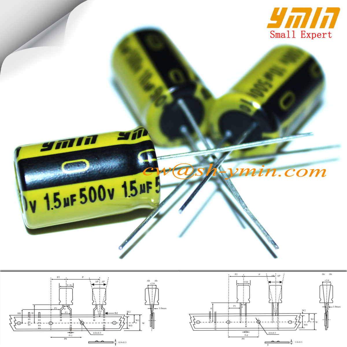 1.5uF 500V 6.3x9mm Capacitor LKM Series 105°C 7,000 ~ 10,000 Hours Radial Aluminum Electrolytic Capacitor RoHS Compliant