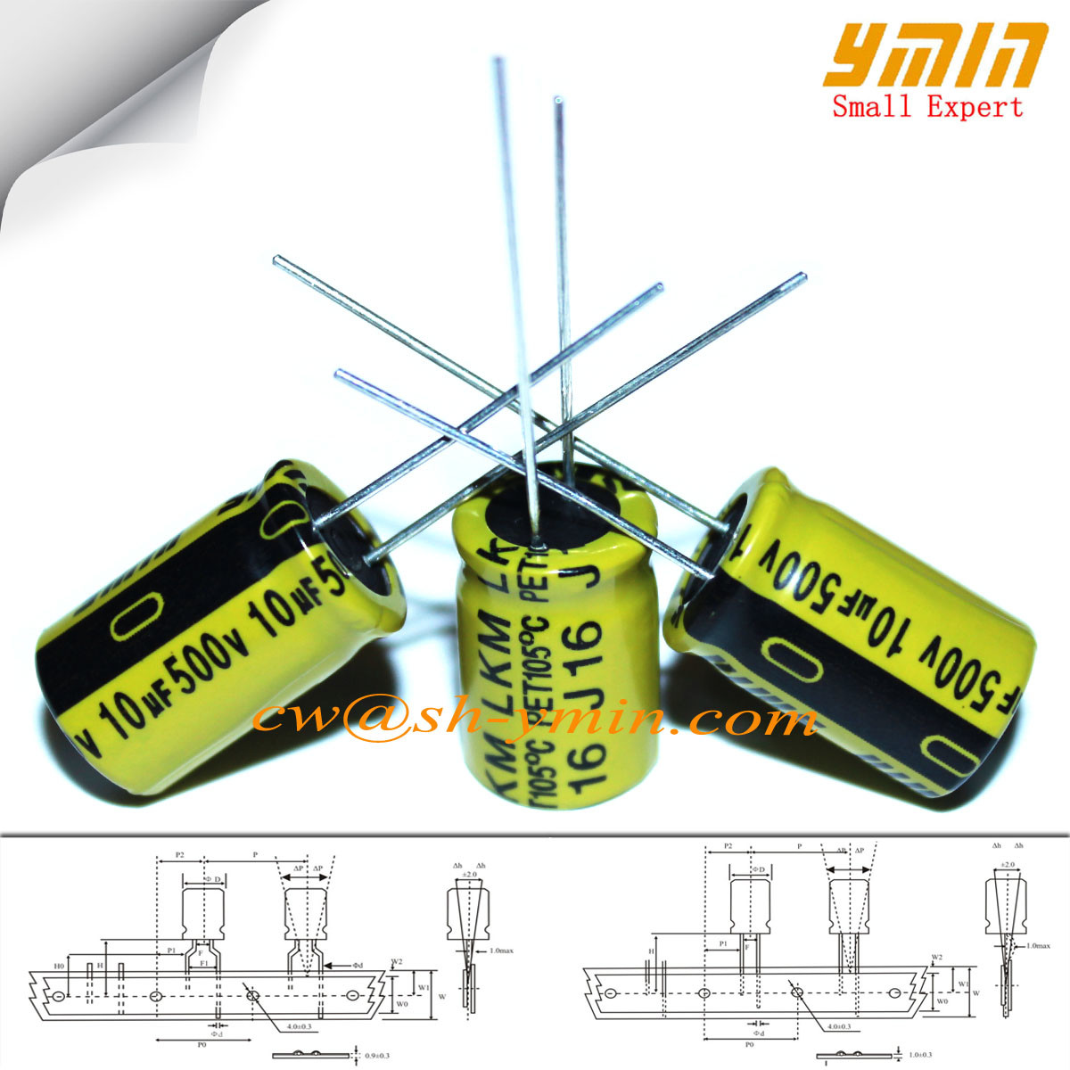 10uF 500V 10x16mm Capacitor LKM Series 105°C 7,000 ~ 10,000 Hours Radial Aluminum Electrolytic Capacitor RoHS Compliant