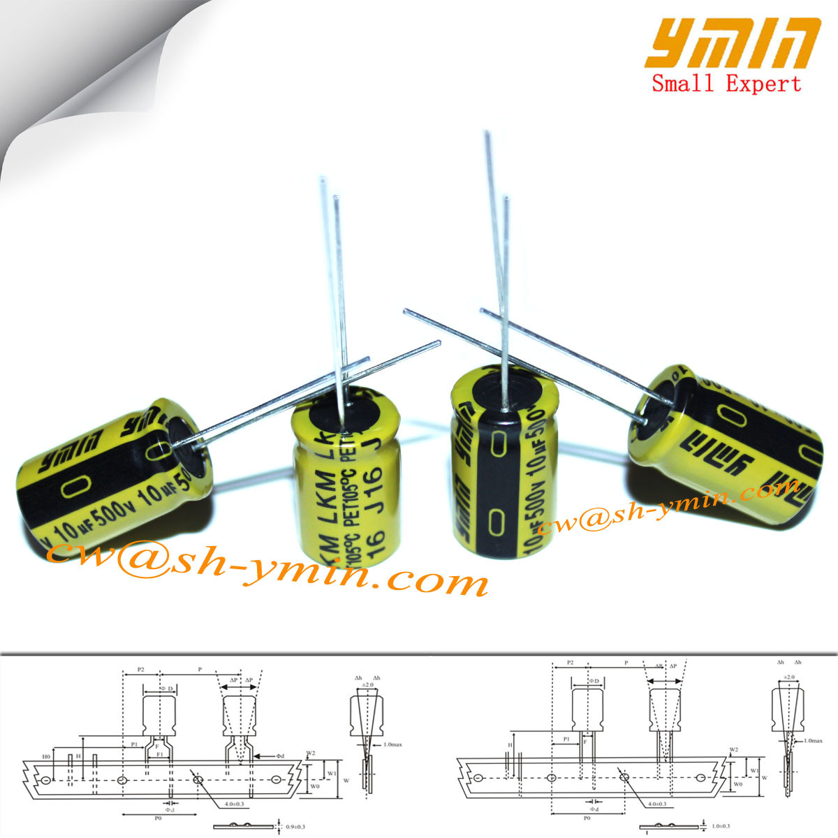 500V 10uF 8x23mm Capacitor LKM Series 105°C 7,000 ~ 10,000 Hours Radial Aluminum Electrolytic Capacitor RoHS Compliant
