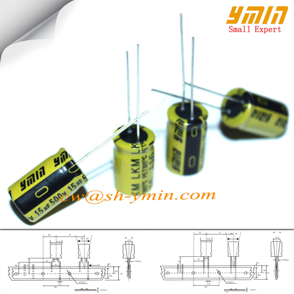 500V 15uF 12.5x16mm Capacitor LKM Series 105°C 7,000 ~ 10,000 Hours Radial Aluminum Electrolytic Capacitor RoHS