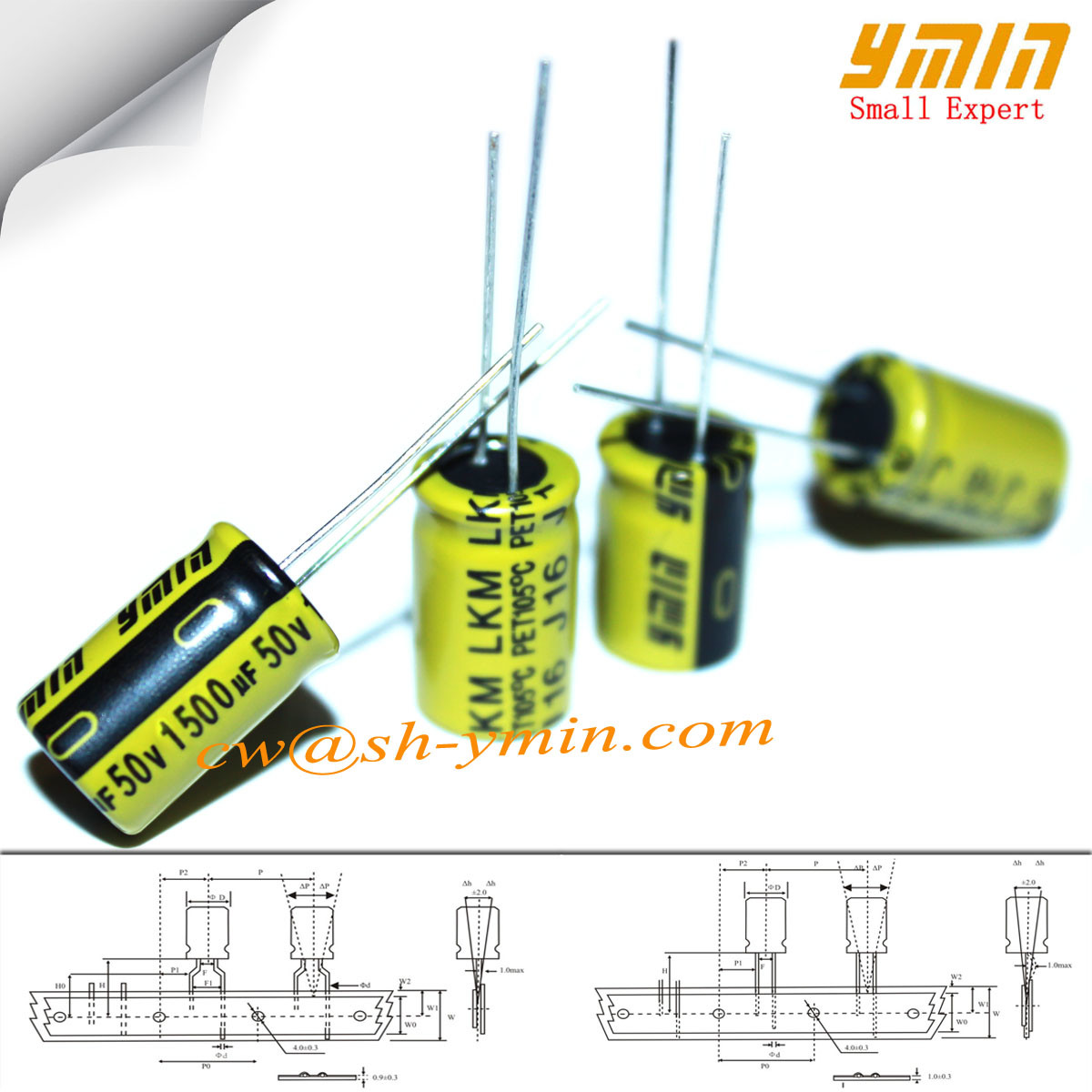50V 1500uF 16x25mm Capacitor LKM Series 105°C 7,000 ~ 10,000 Hours Radial Aluminum Electrolytic Capacitor RoHS Compliant