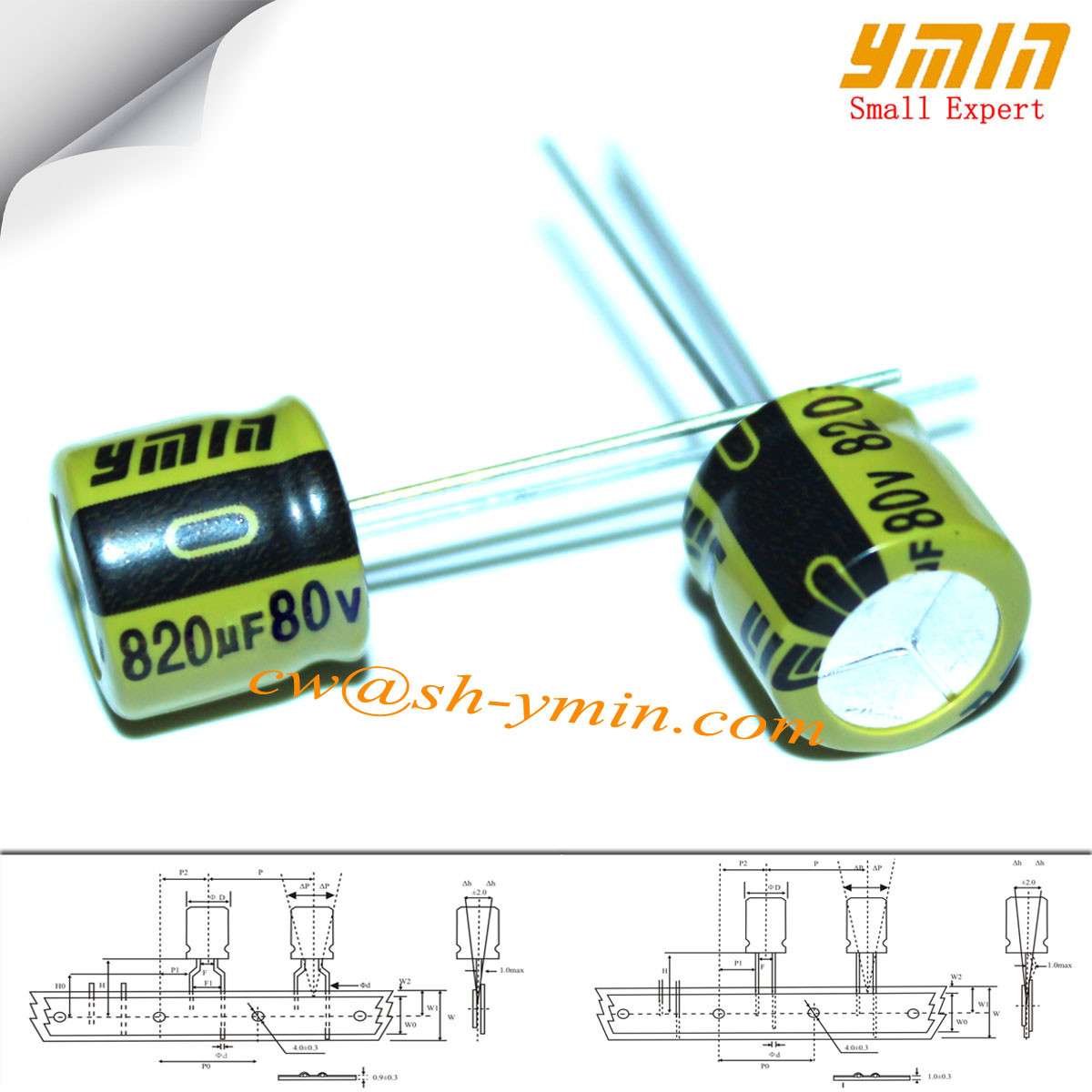 80V 820uF 18x20mm Capacitor LKM Series 105°C 7,000 ~ 10,000 Hours Radial Aluminum Electrolytic Capacitor RoHS Compliant