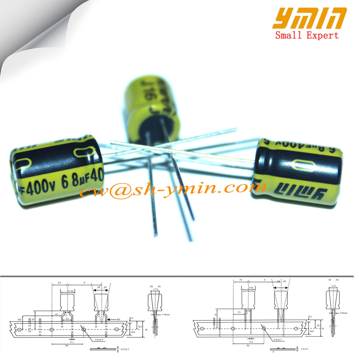 400V 68uF 16x25mm Capacitor LKM Series 105°C 7,000 ~ 10,000 Hours Radial Aluminum Electrolytic Capacitor RoHS Compliant