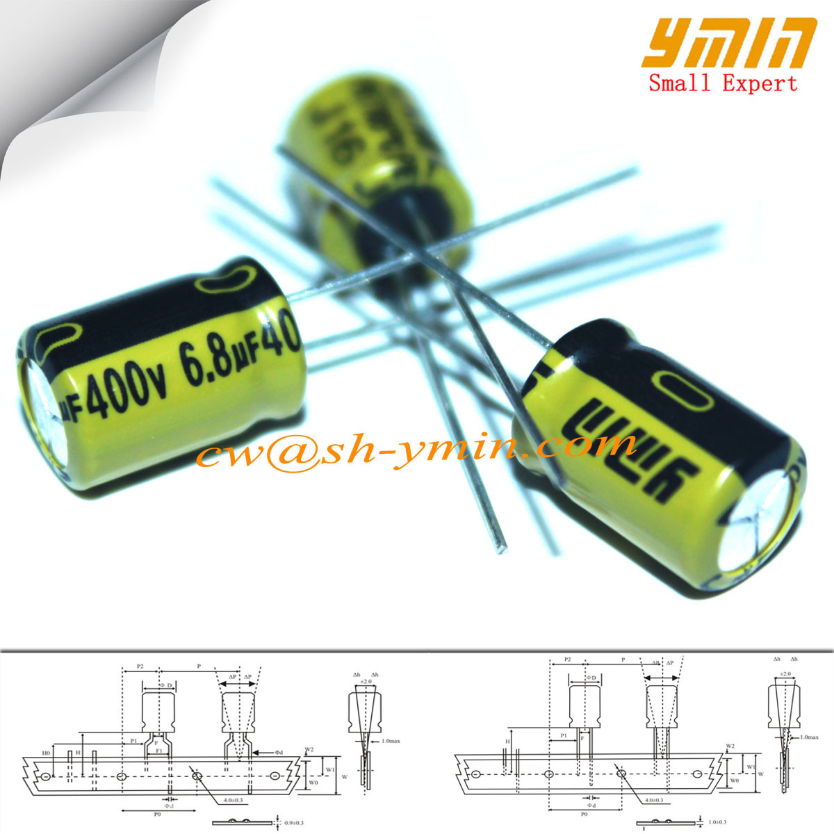 400V 6.8uF 8x11.5mm Capacitor LKM Series 105°C 7,000 ~ 10,000 Hours Radial Aluminum Electrolytic Capacitor RoHS