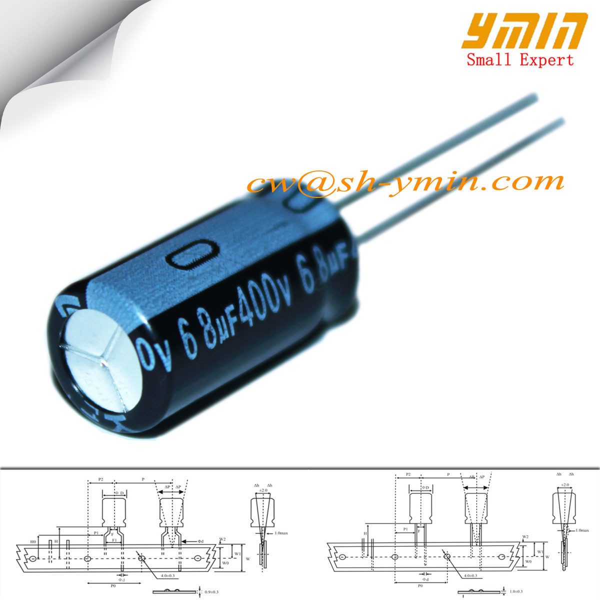 68uF 400V 16x31.5mm Capacitor LKF Series 105°C 7,000 ~ 10,000 Hours Radial Aluminum Electrolytic Capacitor RoHS