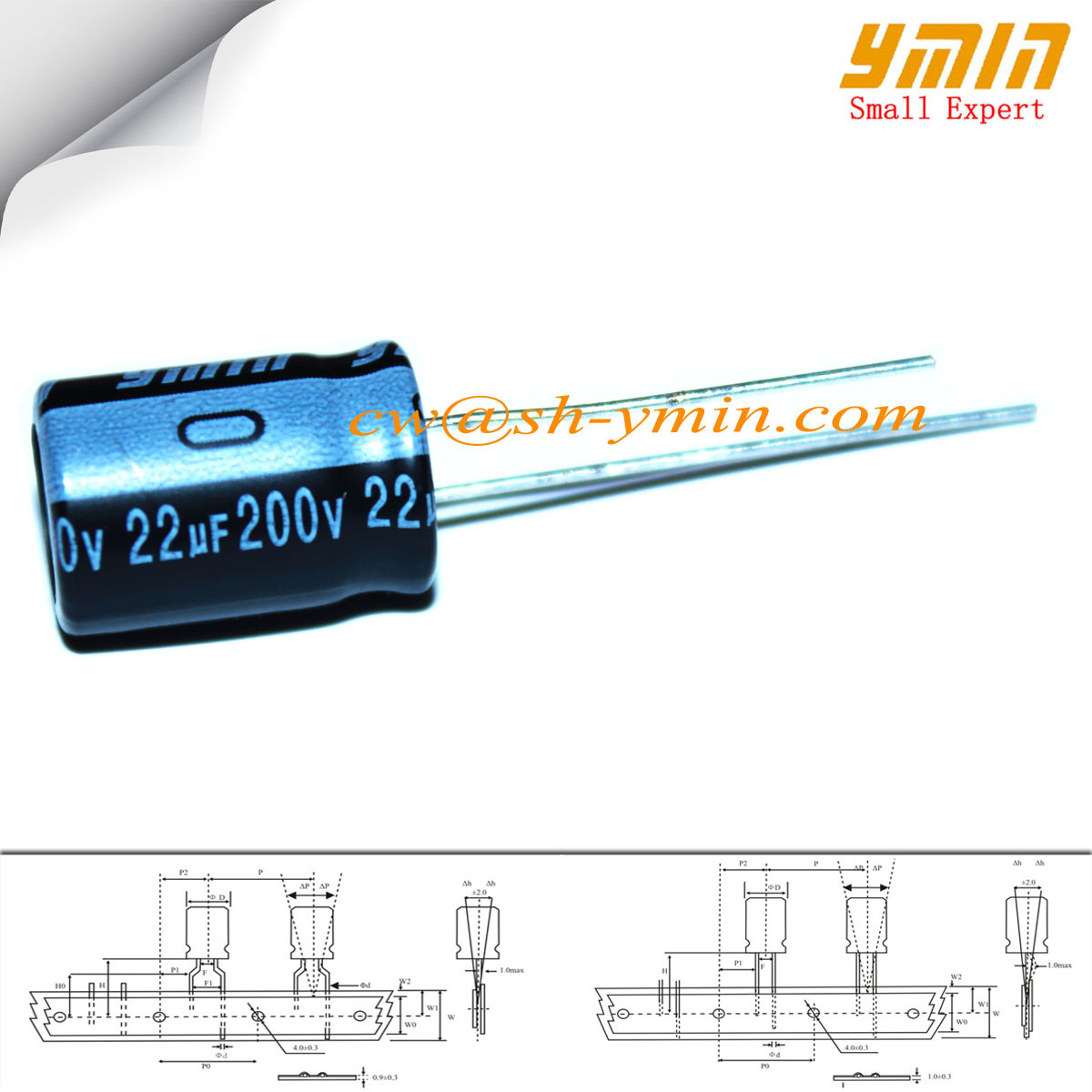 22uF 200V 10x14mm Capacitor LKF Series 105°C 7,000 ~ 10,000 Hours Radial Aluminum Electrolytic Capacitor RoHS Compliant