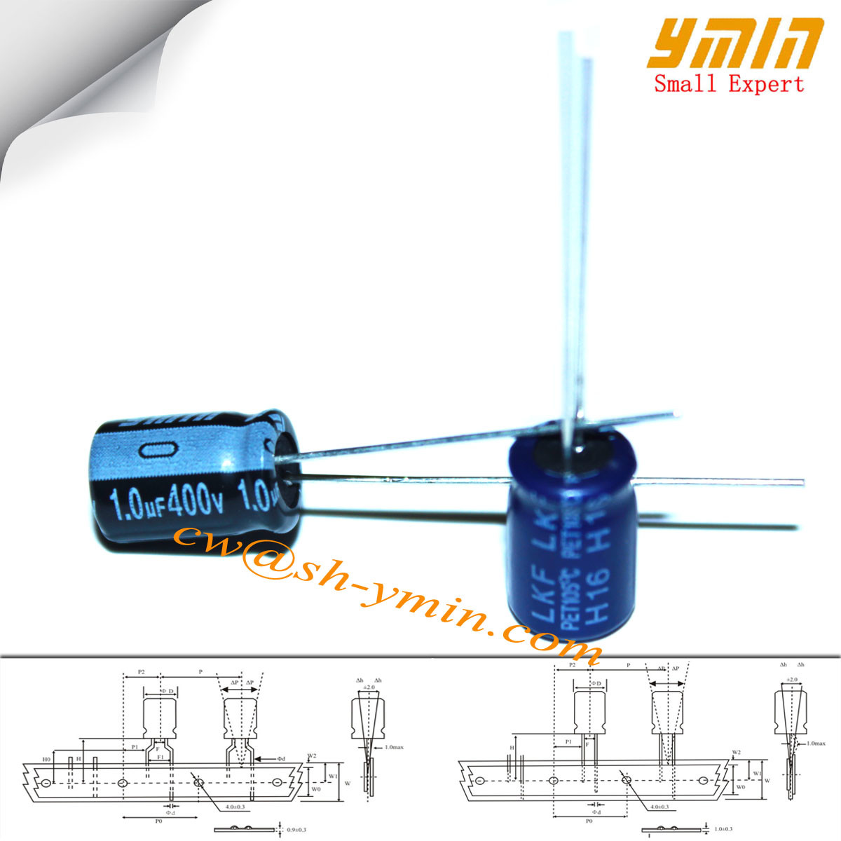 1.0uF 400V 6.3x9mm Capacitor LKF Series 105°C 7,000 ~ 10,000 Hours Radial Aluminum Electrolytic Capacitor RoHS Compliant