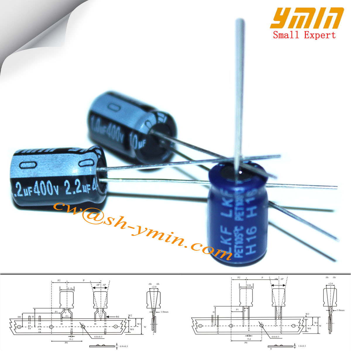 400V 2.2uF 6.3x9mm Capacitor LKF Series 105°C 7,000 ~ 10,000 Hours Radial Aluminum Electrolytic Capacitor RoHS Compliant