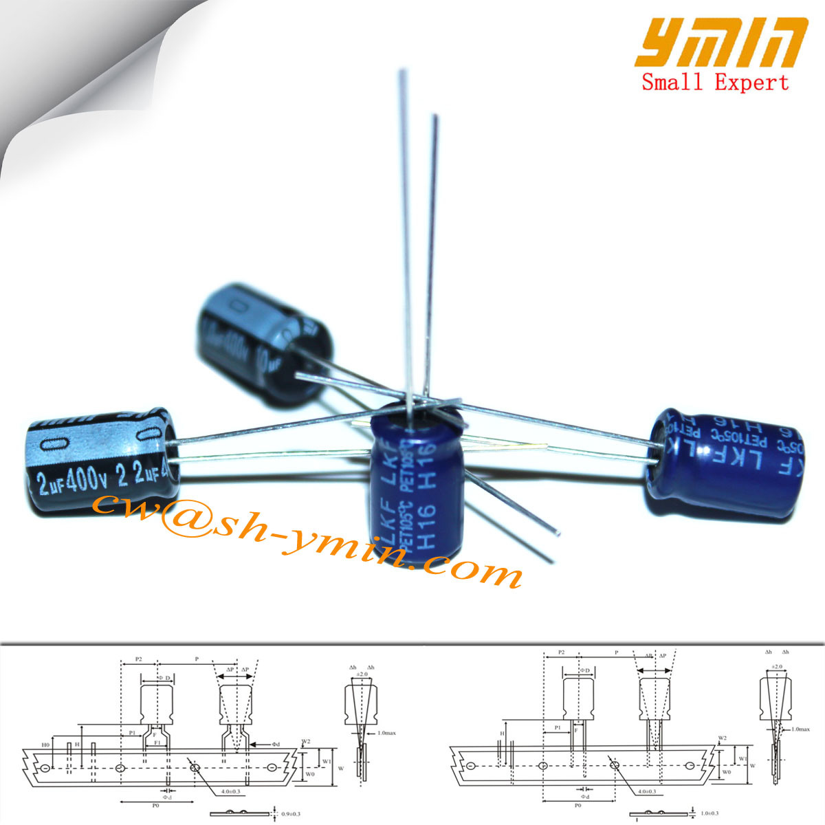 400V 22uF 12.5x20mm Capacitor LKF Series 105°C 7,000 ~ 10,000 Hours Radial Aluminum Electrolytic Capacitor RoHS