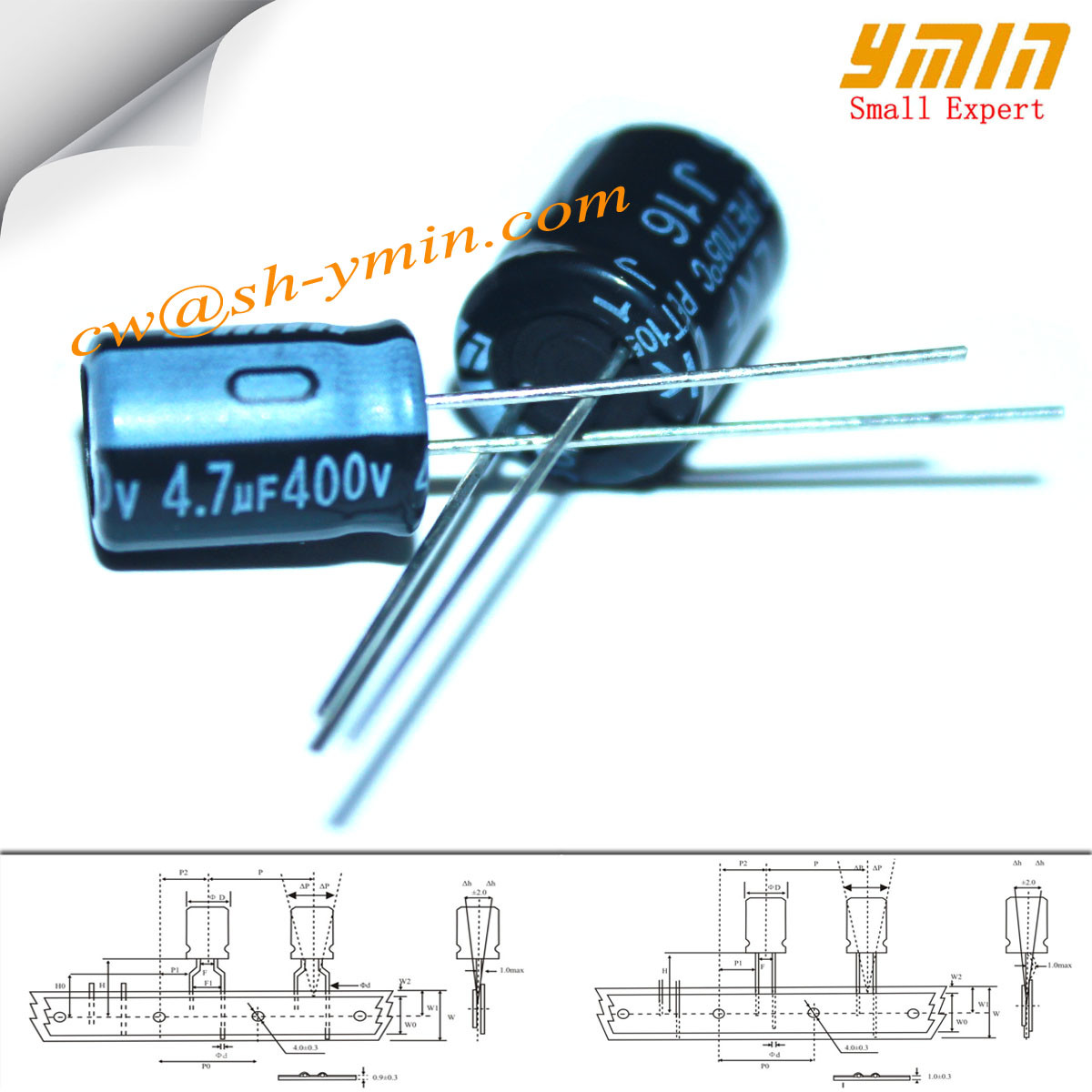 4.7uF 400V 8x11.5mm Capacitor LKF Series 105°C 7,000 ~ 10,000 Hours Radial Aluminum Electrolytic Capacitor RoHS