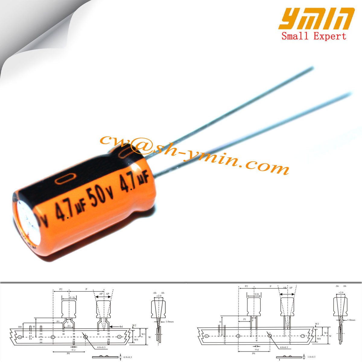 4.7uF 50V 5x9mm Capacitor LKG Series 105°C 8,000 ~ 12,000 Hours Radial Aluminum Electrolytic Capacitor RoHS Compliant
