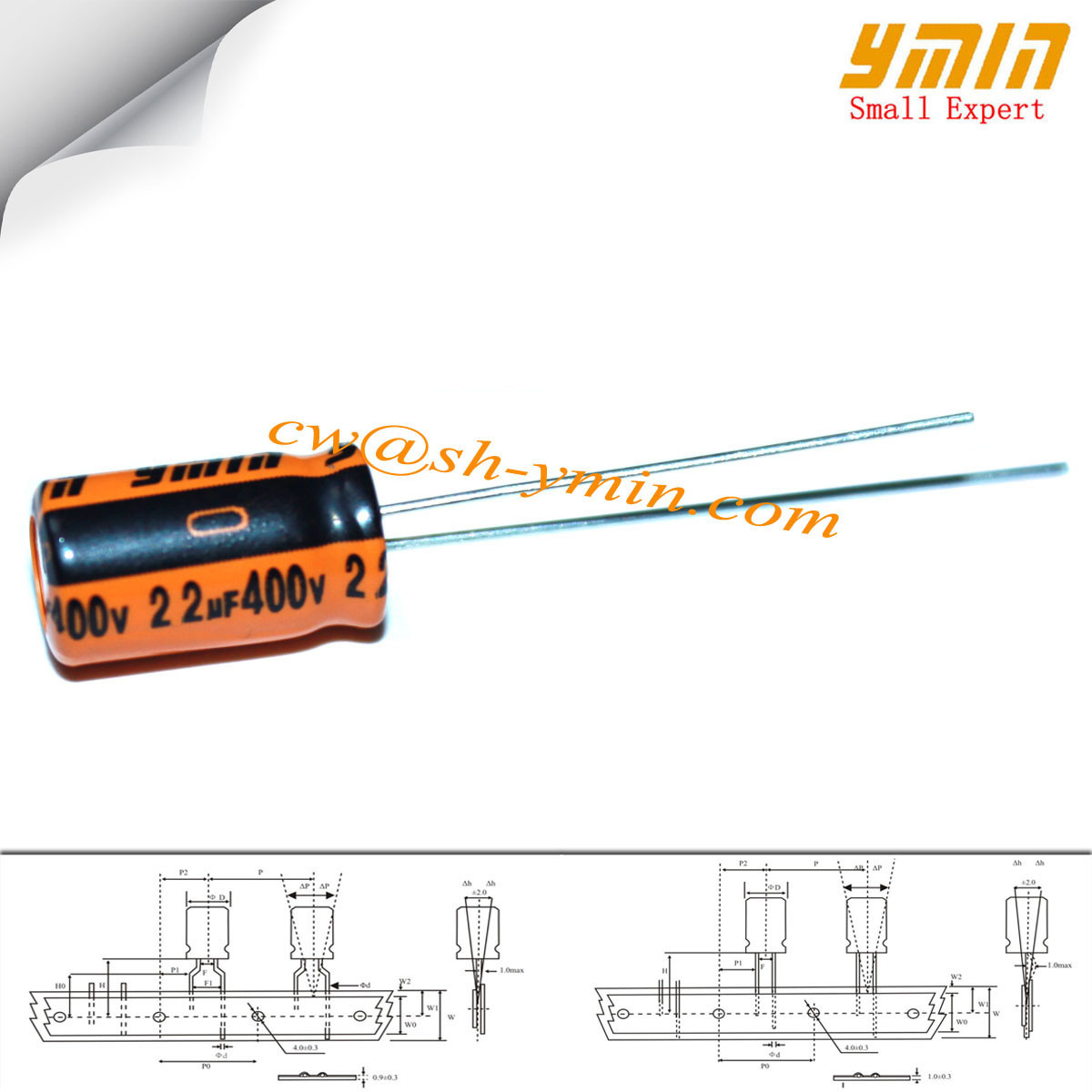 22uF 400V 1.25x20mm Capacitor LKG Series 105°C 8,000 ~ 12,000 Hours Radial Aluminum Electrolytic Capacitor RoHS