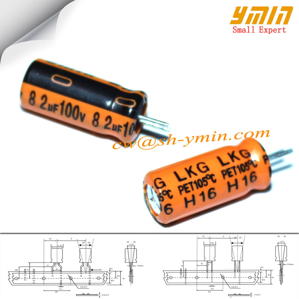 82uF 100V 10x16mm Capacitor LKG Series 105°C 8,000 ~ 12,000 Hours Radial Aluminum Electrolytic Capacitor RoHS Compliant