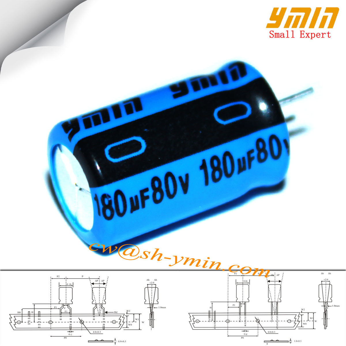 80V 180uF 12.5x16mm Capacitor LKL Series 130°C 2,000 ~ 5,000 Hours Radial Aluminum Electrolytic Capacitor RoHS