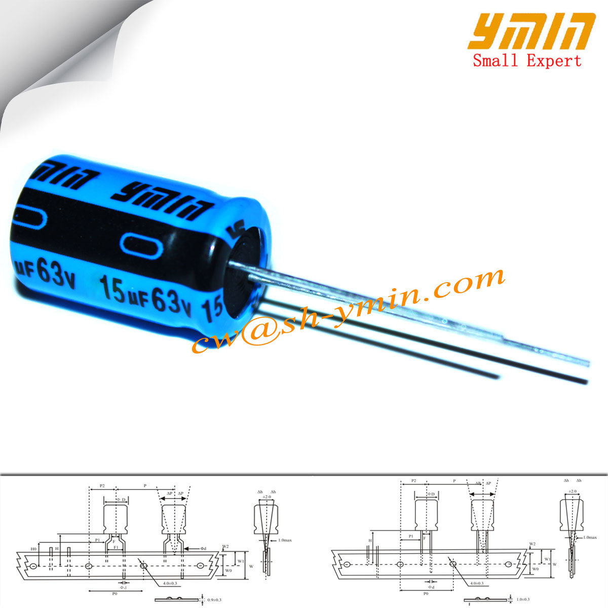 63V 15uF 5x9mm Capacitor LKL Series 130°C 2,000 ~ 5,000 Hours Radial Aluminum Electrolytic Capacitor RoHS
