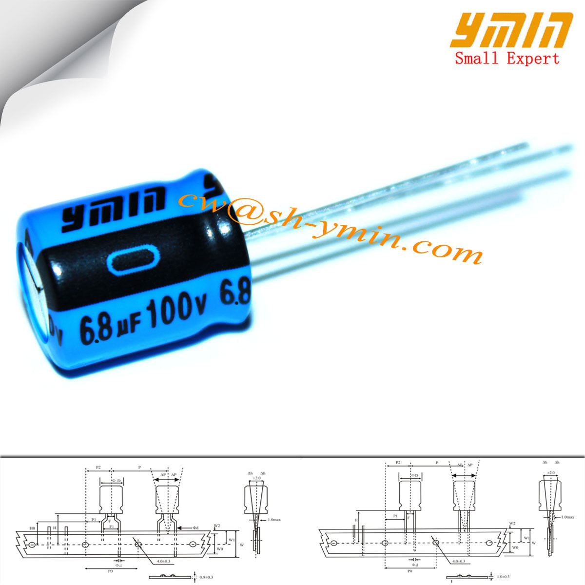 100V 6.8uF 5x11mm Capacitor LKL Series 130°C 2,000 ~ 5,000 Hours Radial Aluminum Electrolytic Capacitor RoHS