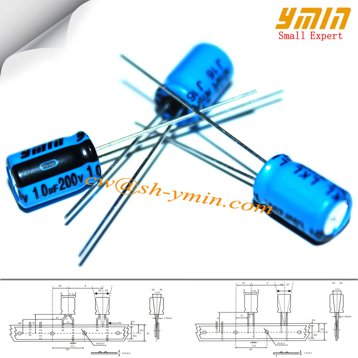 200V 10uF 8x14mm Capacitor LKL Series 130°C 2,000 ~ 5,000 Hours Radial Aluminum Electrolytic Capacitor RoHS