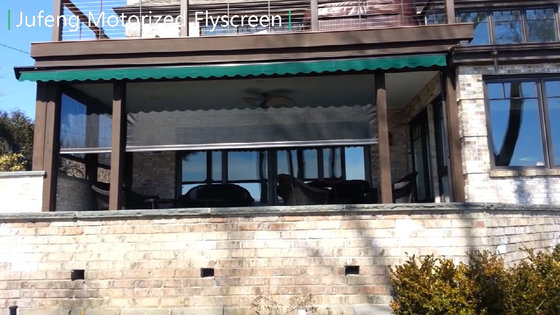 European style Anti mosquito Motorized roll up fiberglass mesh window