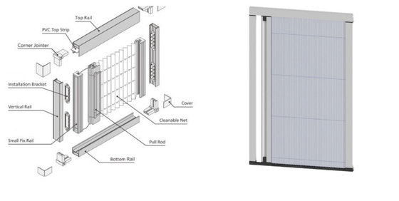 China factory Barrier-free fly screen doors / Trackless flyscreen door for sale